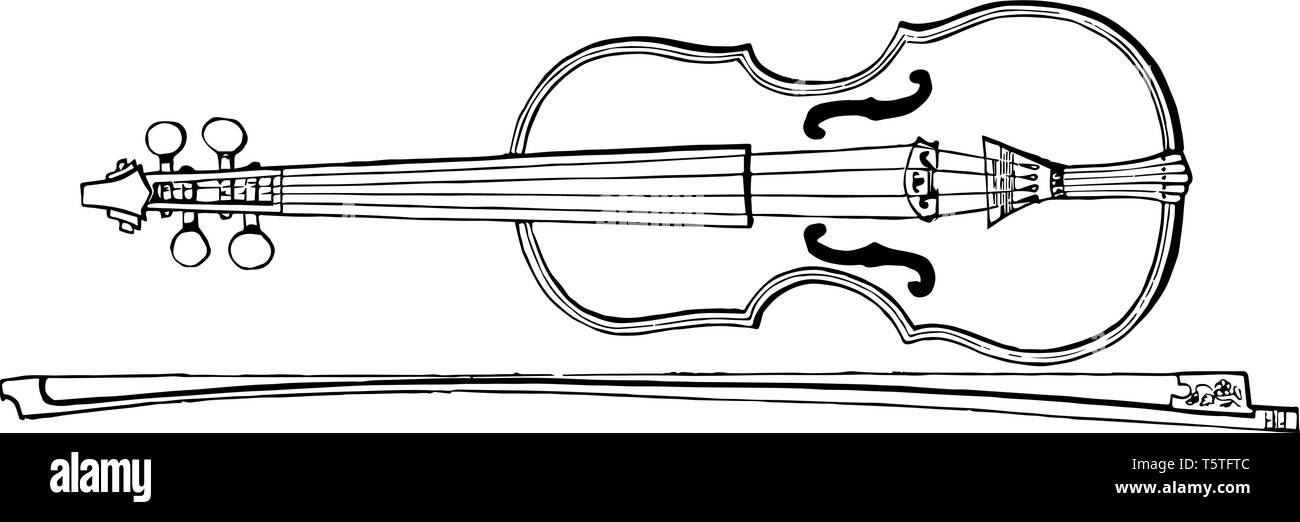 Violin and Bow is part of the bowed string family, vintage line drawing ...