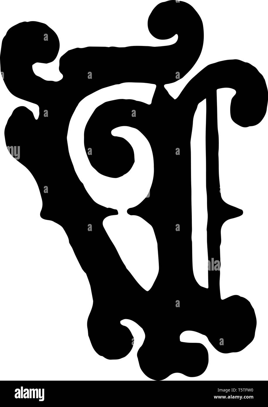 This illustration represents Medieval of V which Medieval lettering ...
