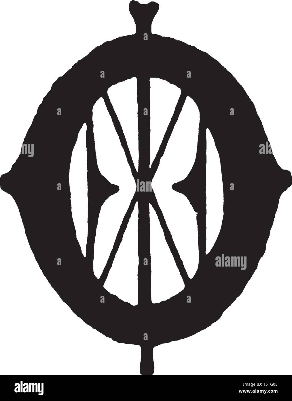 A letter O in medieval lettering, vintage line drawing or engraving ...