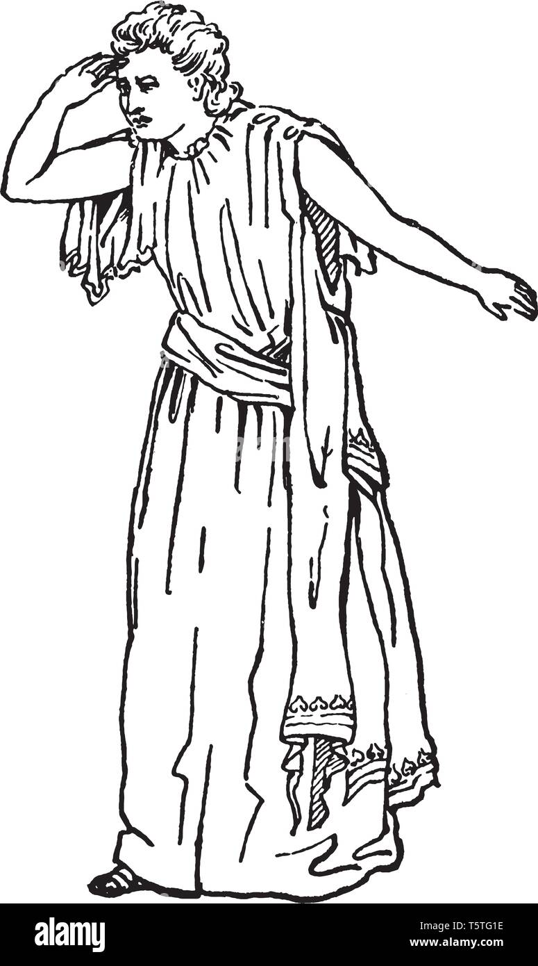 A woman kept one hand on forehead, a gesture of discerning, vintage ...