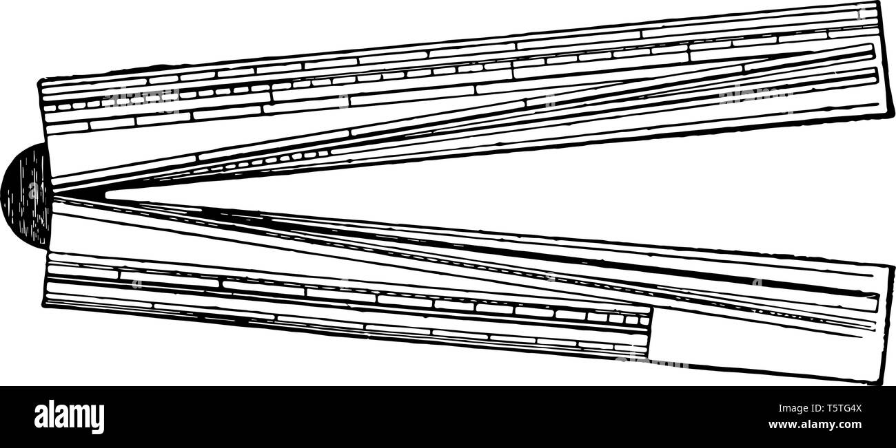 Picture shows that this field is a hinged rule with scales used for ...