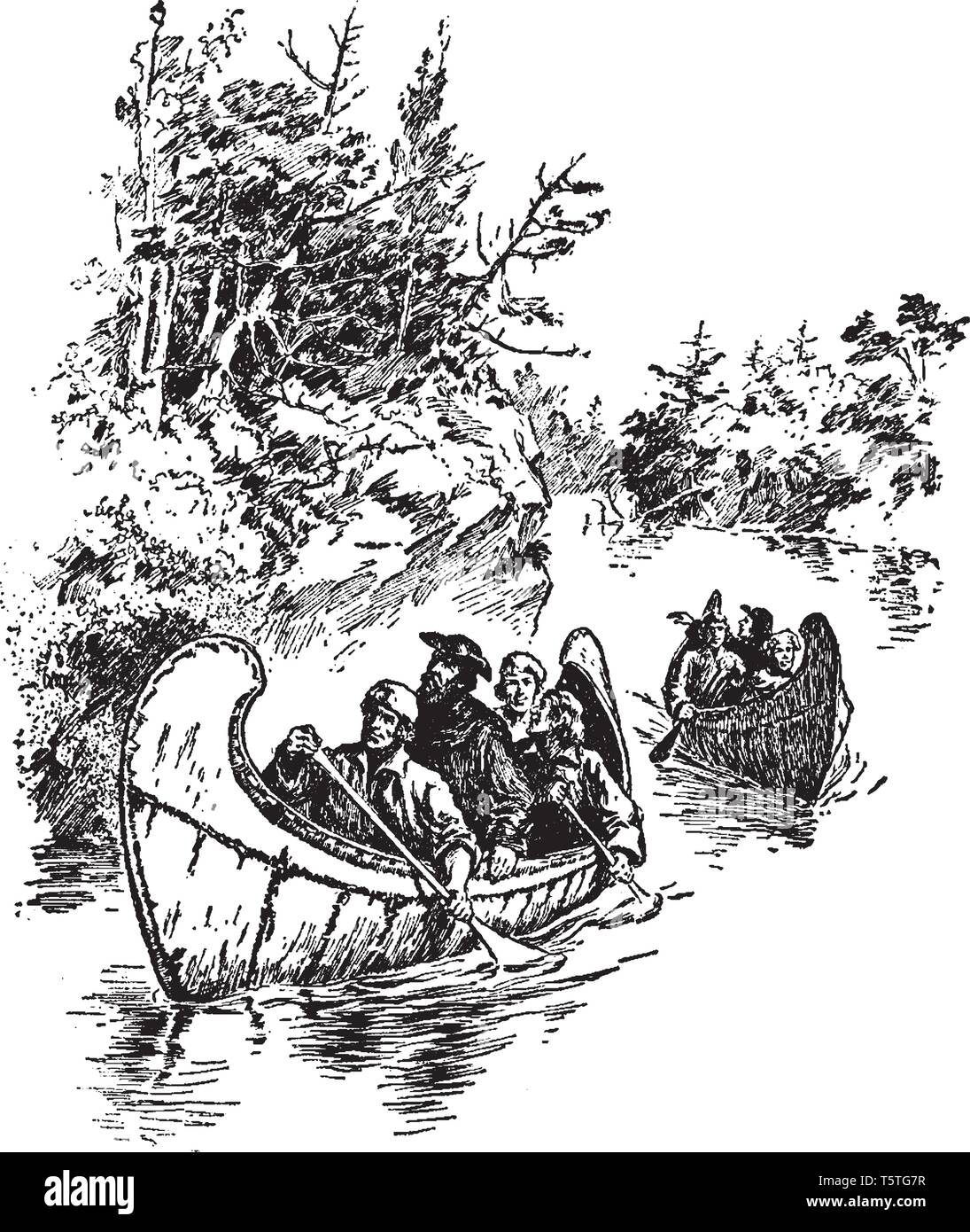 Vintage illustration of explorers Stock Vector Images - Alamy