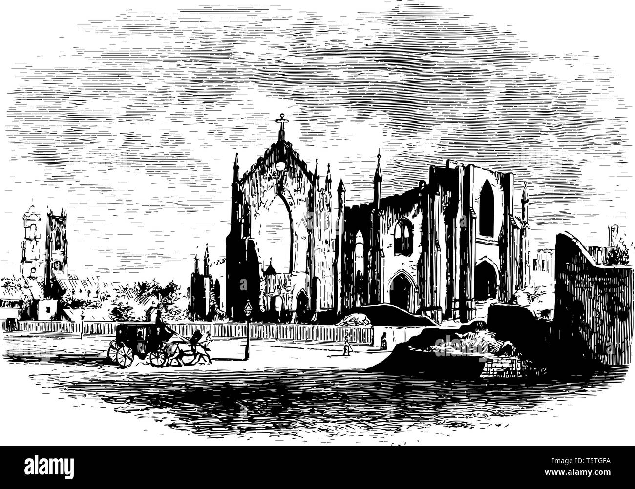 Church Ruins a historic site in South Carolina vintage line drawing ...