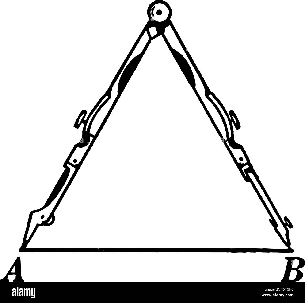 In this image that shows the compass with line, vintage line drawing or ...