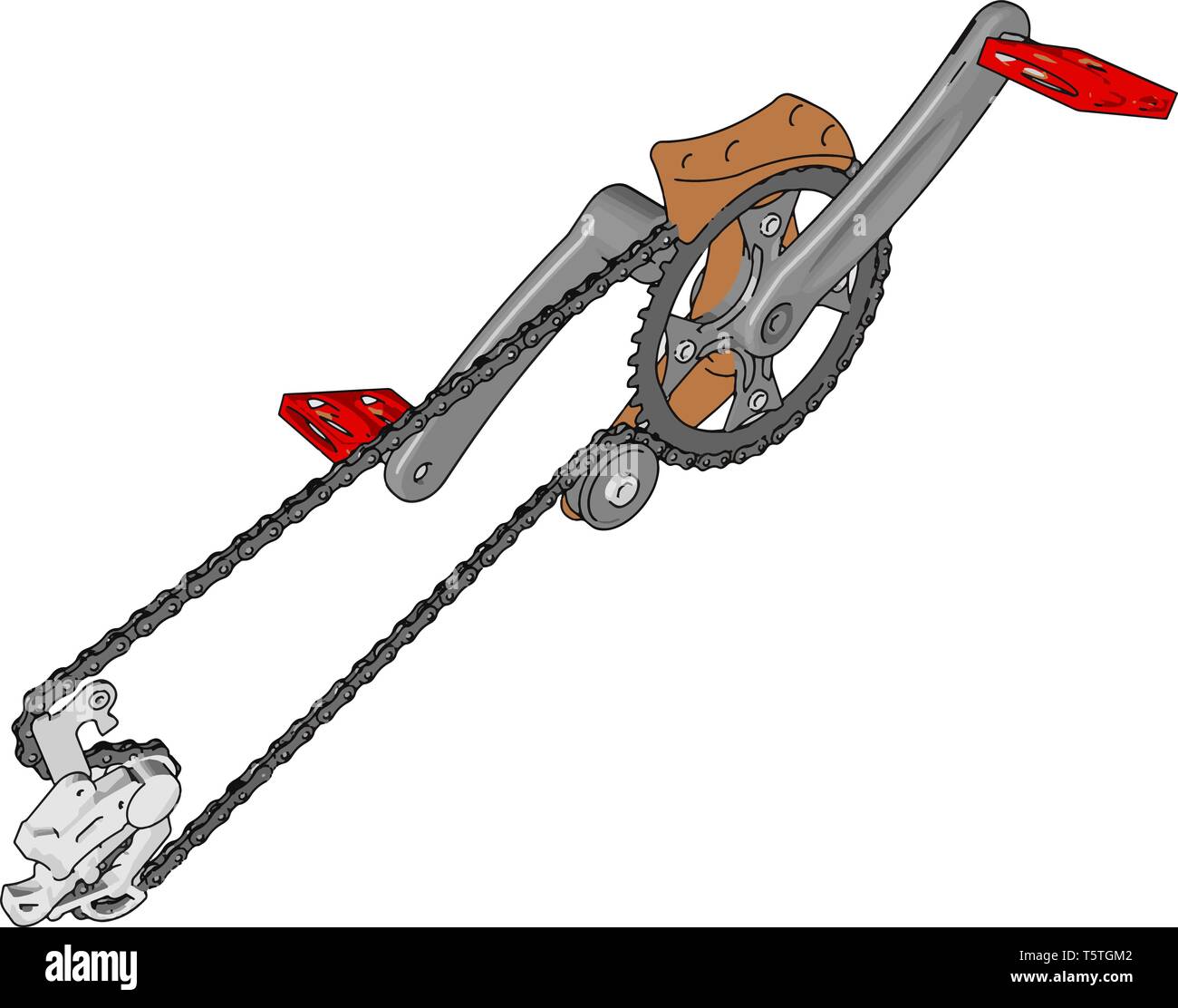 Grey crank set for bike with red pedals vector illustration on white ...