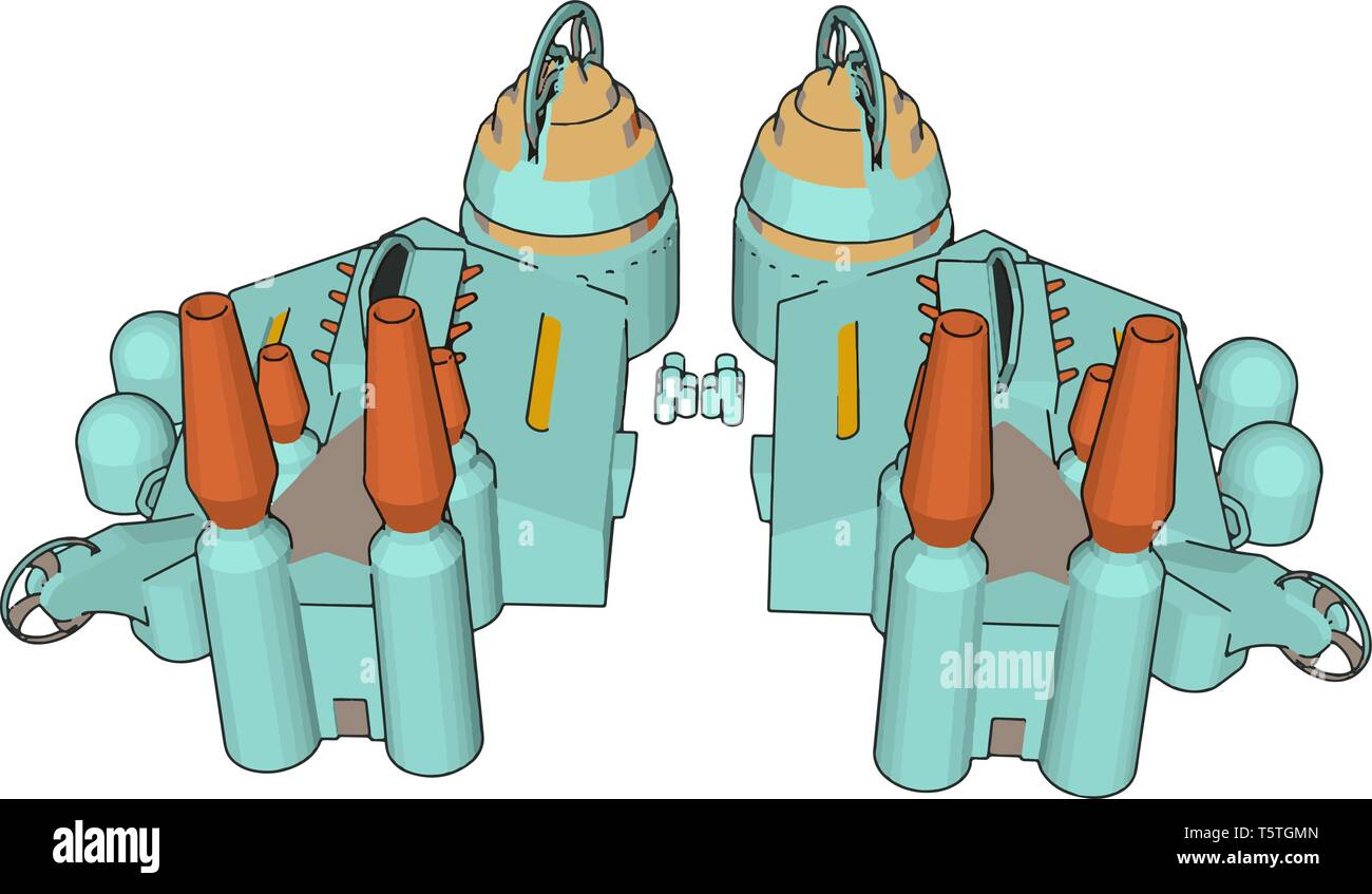 3D vector illustration of a blue manufacturing building white ...