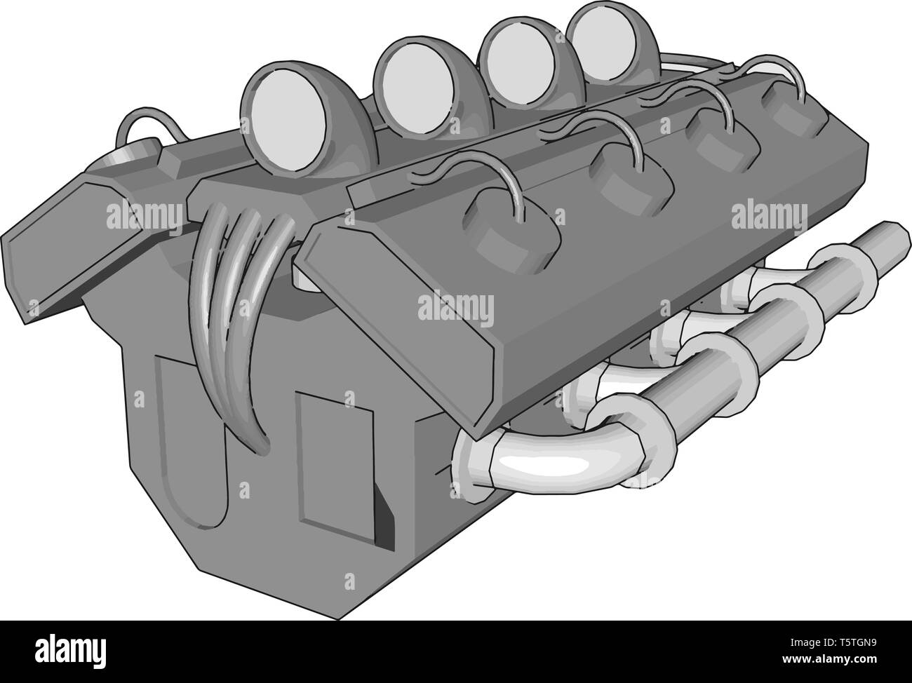 Vector illustration of abstract grey car engine on white background ...