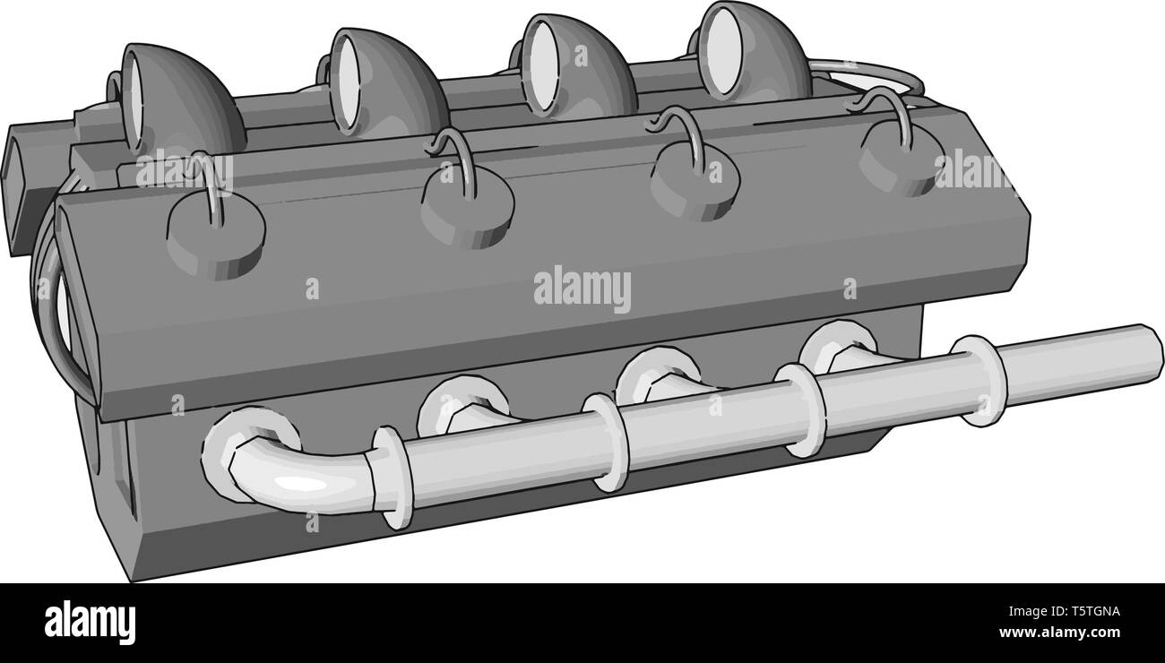 Vector illustration of abstract grey car engine on white background ...