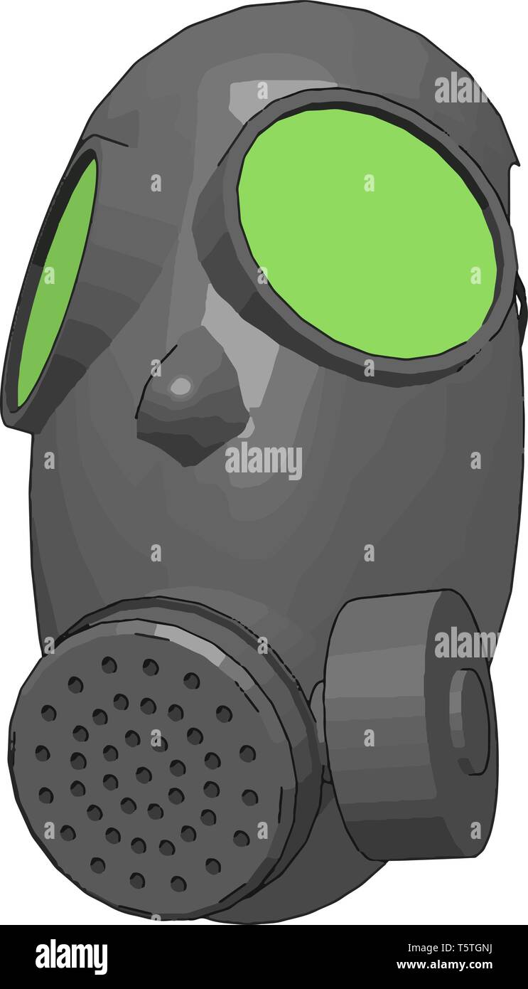 Grey gas mask with green detailes vector illustration on white ...