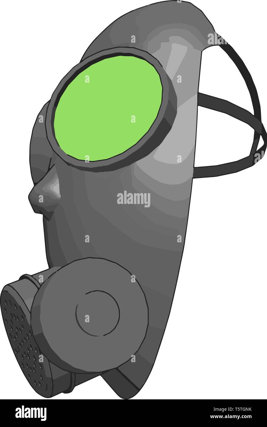 Grey gas mask with green detailes vector illustration on white ...