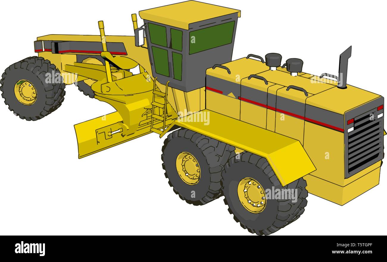 Yellow industrial grader vector illustration on white background Stock ...
