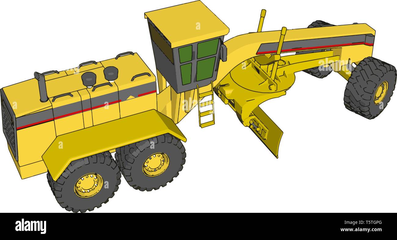 Yellow industrial grader vector illustration on white background Stock ...
