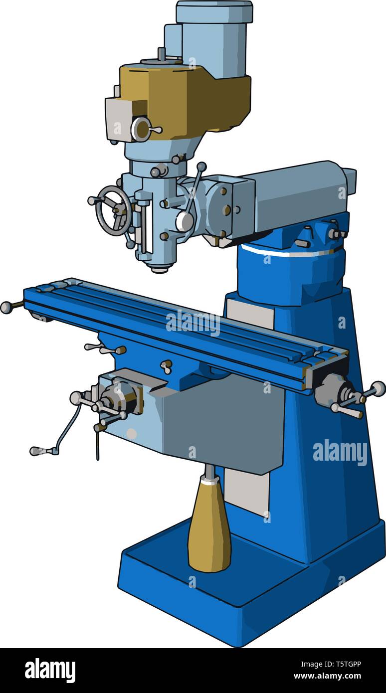 Blue drill press vector illustration on white background Stock Vector ...