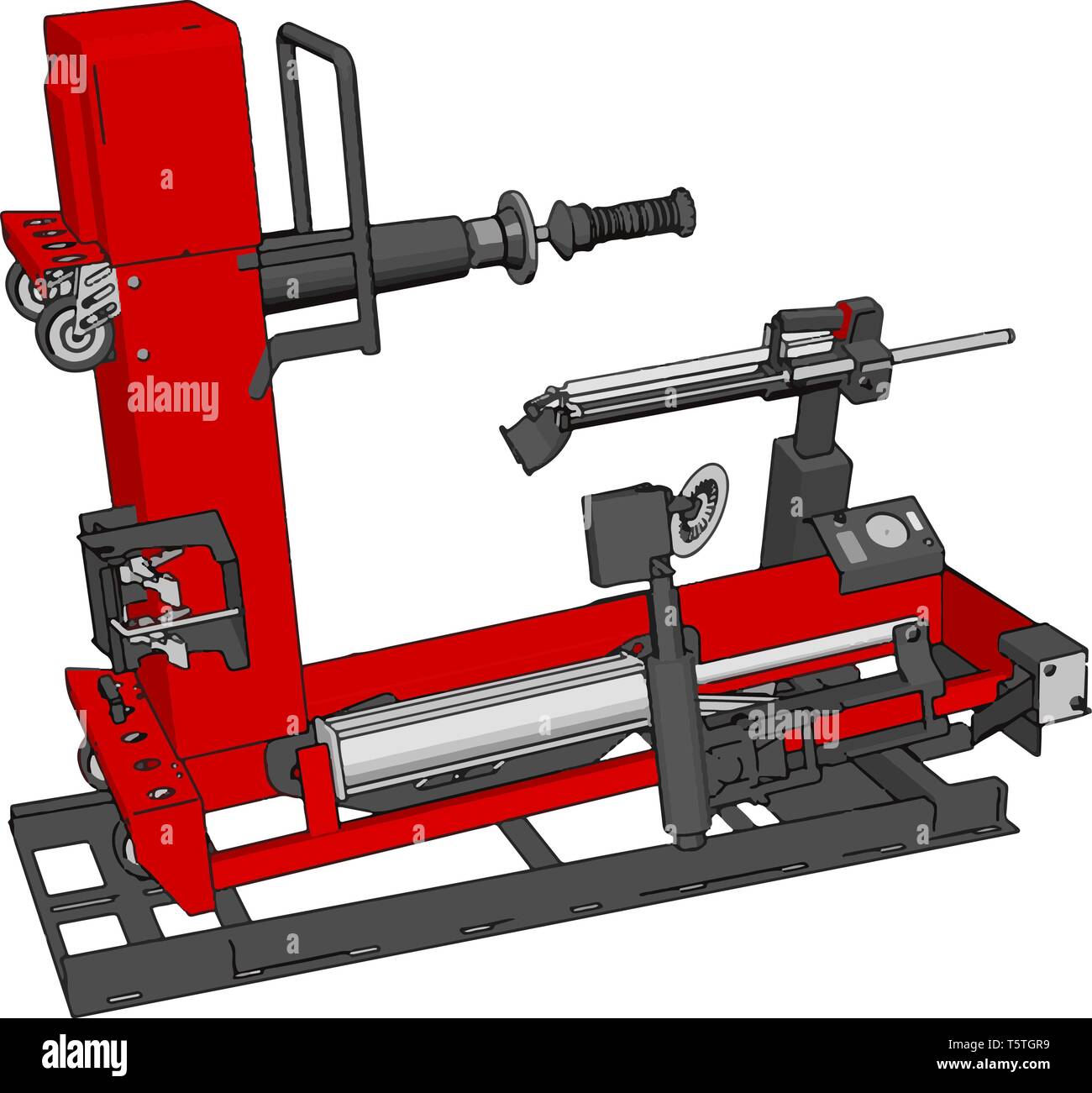 Vector illustration of a red bore lathe white background Stock Vector ...