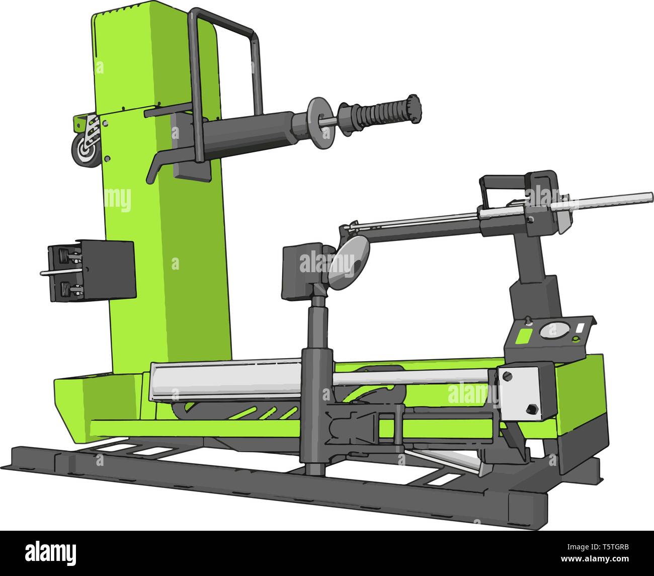 Vector illustration of a green bore lathe white background Stock Vector ...
