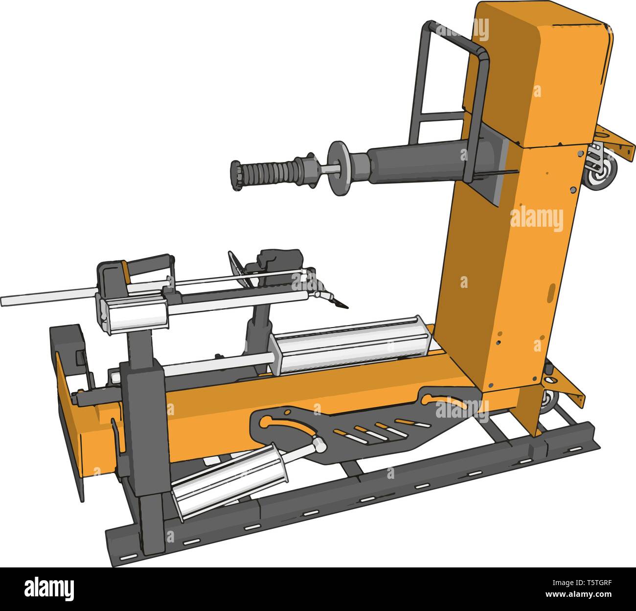 Vector illustration of an yellow bore lathe white background Stock ...
