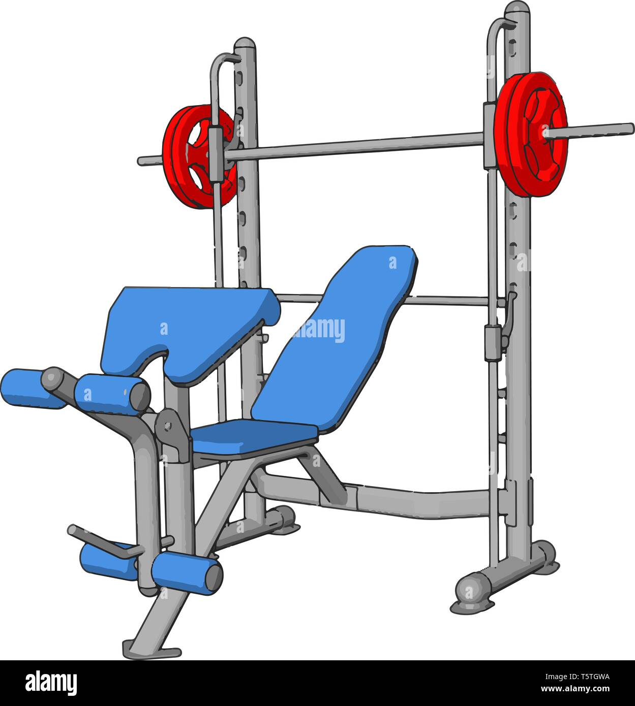 3D vector illustration of a gym device for lifting weights on white ...