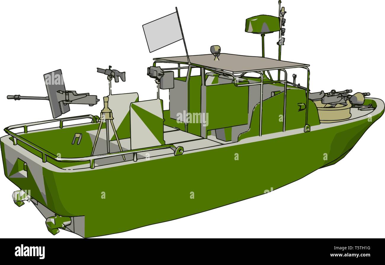 3D vector illustration on white background of a military coast guard ...