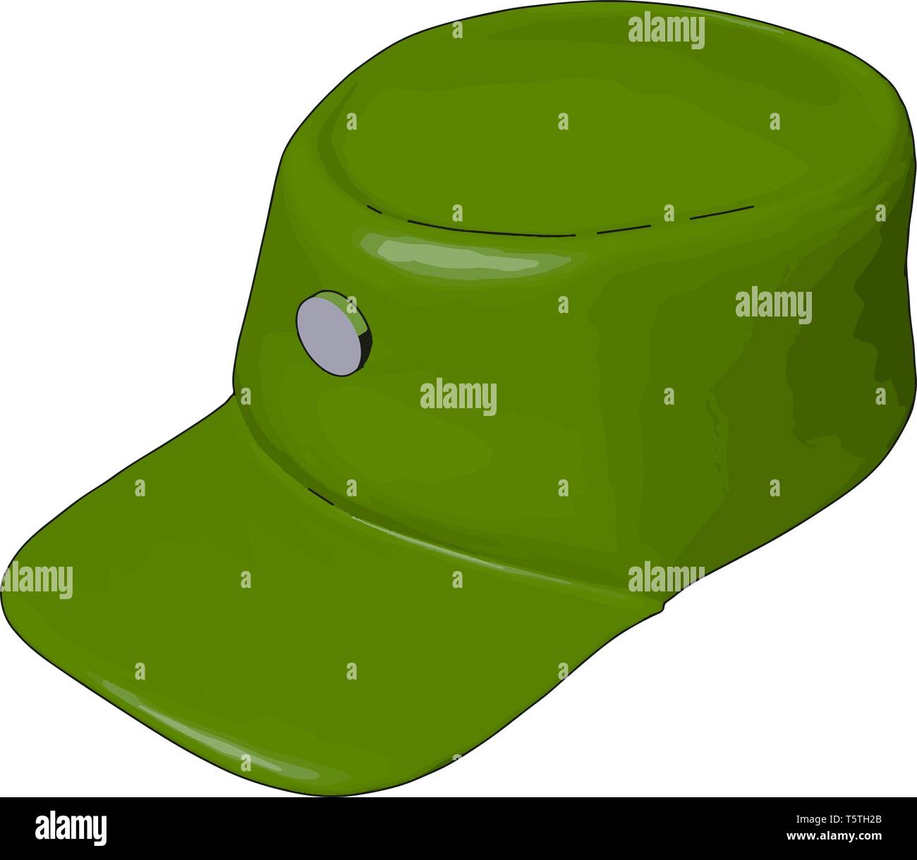3D vector illustration on white background of a green military cap ...