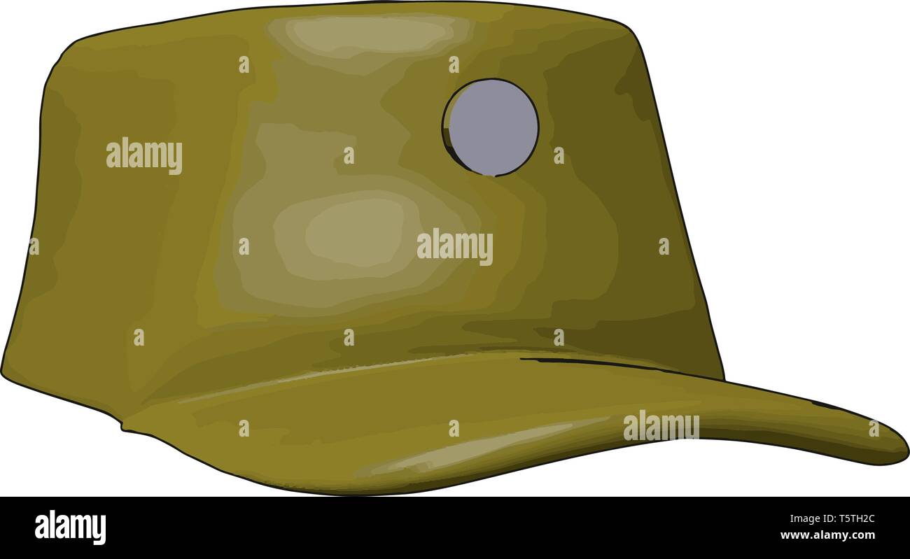 3D vector illustration on white background of a brown military cap ...