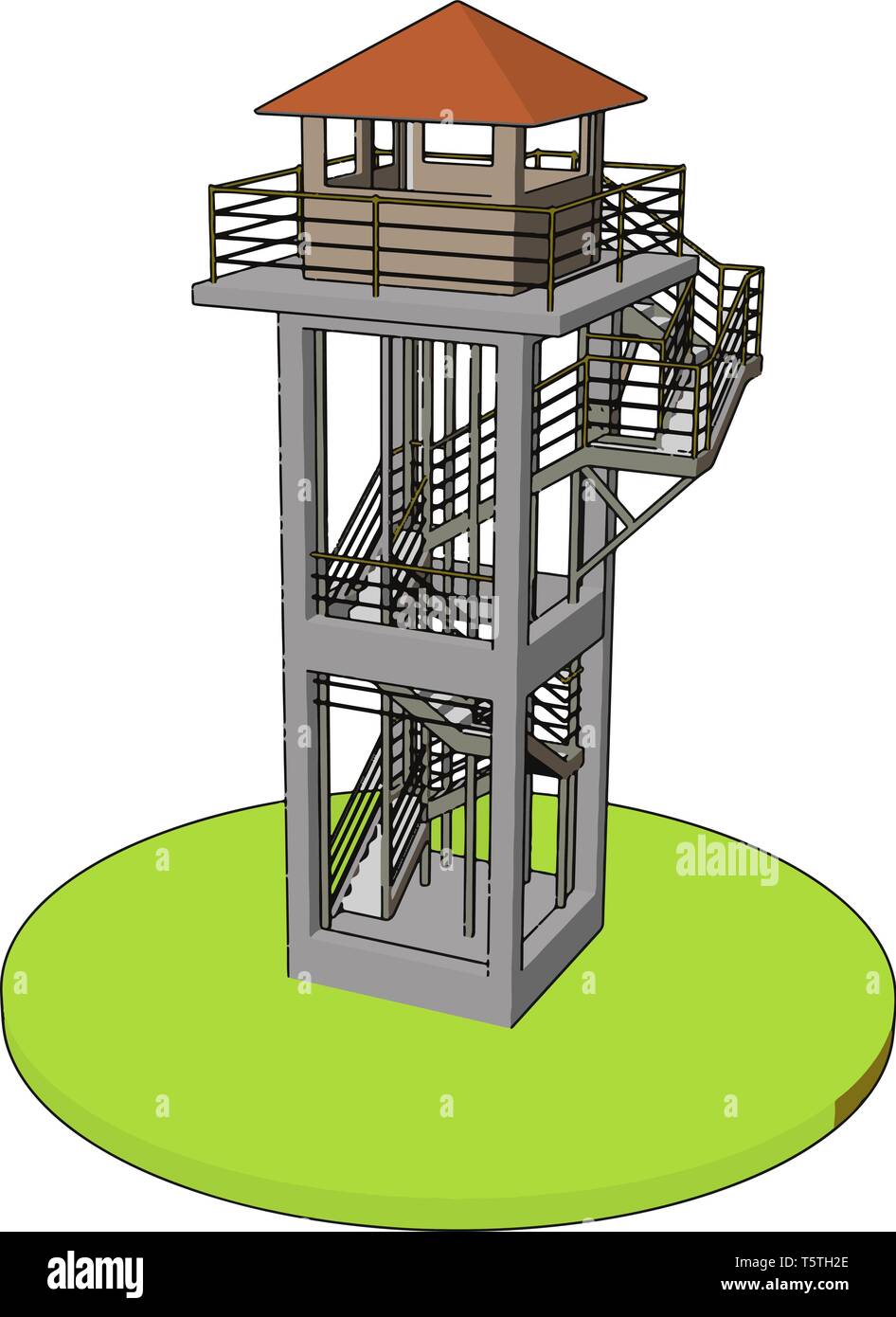 3D vector illustration on white background of a watch tower Stock ...