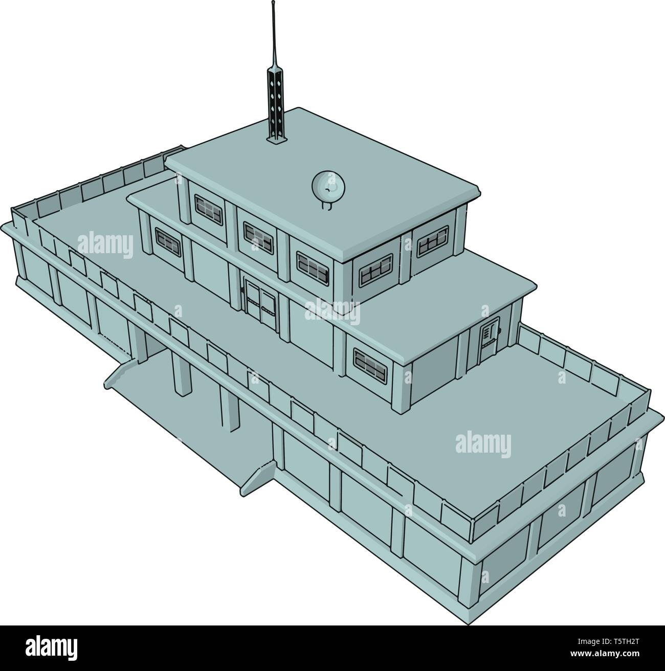 3D vector illustration on white background of a military barracks Stock ...