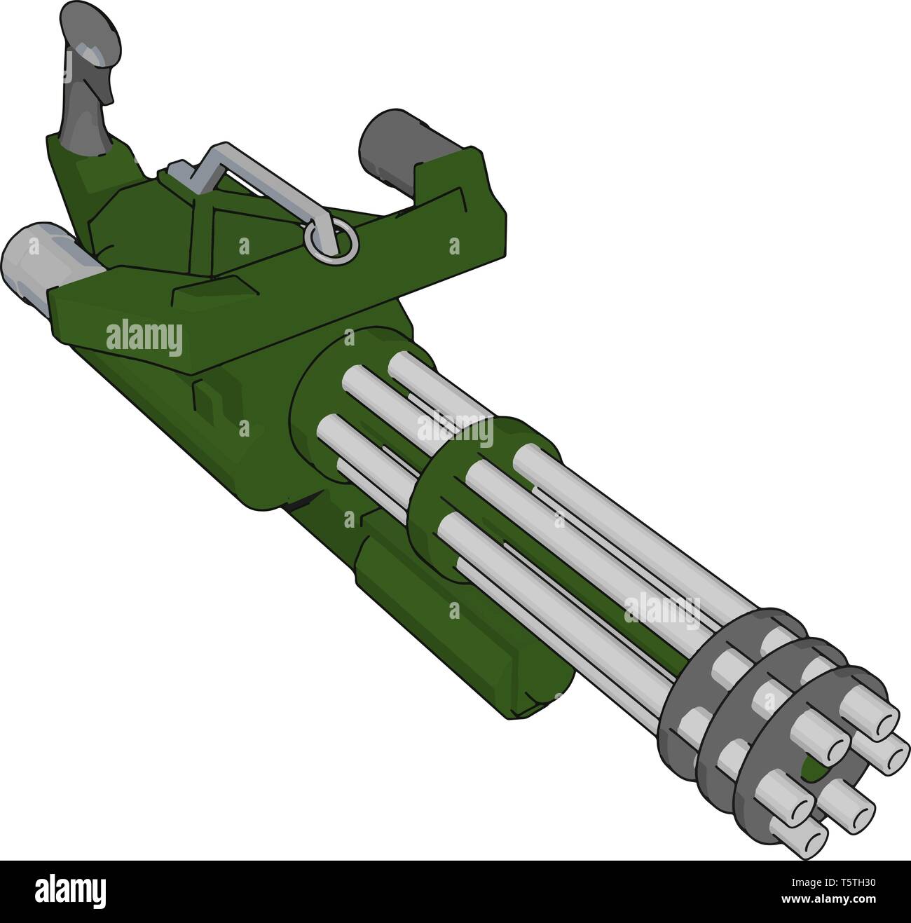 3D vector illustration on white background of a military machine gun ...