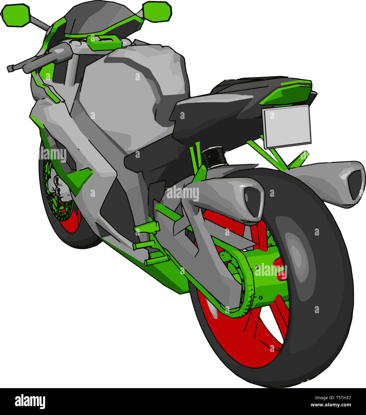 3D vector illustration on white background of a grey red and green ...