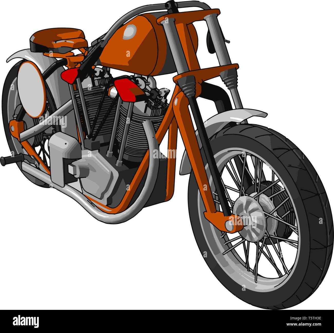 Orange and grey vintage motorcycle vector illustration on white ...