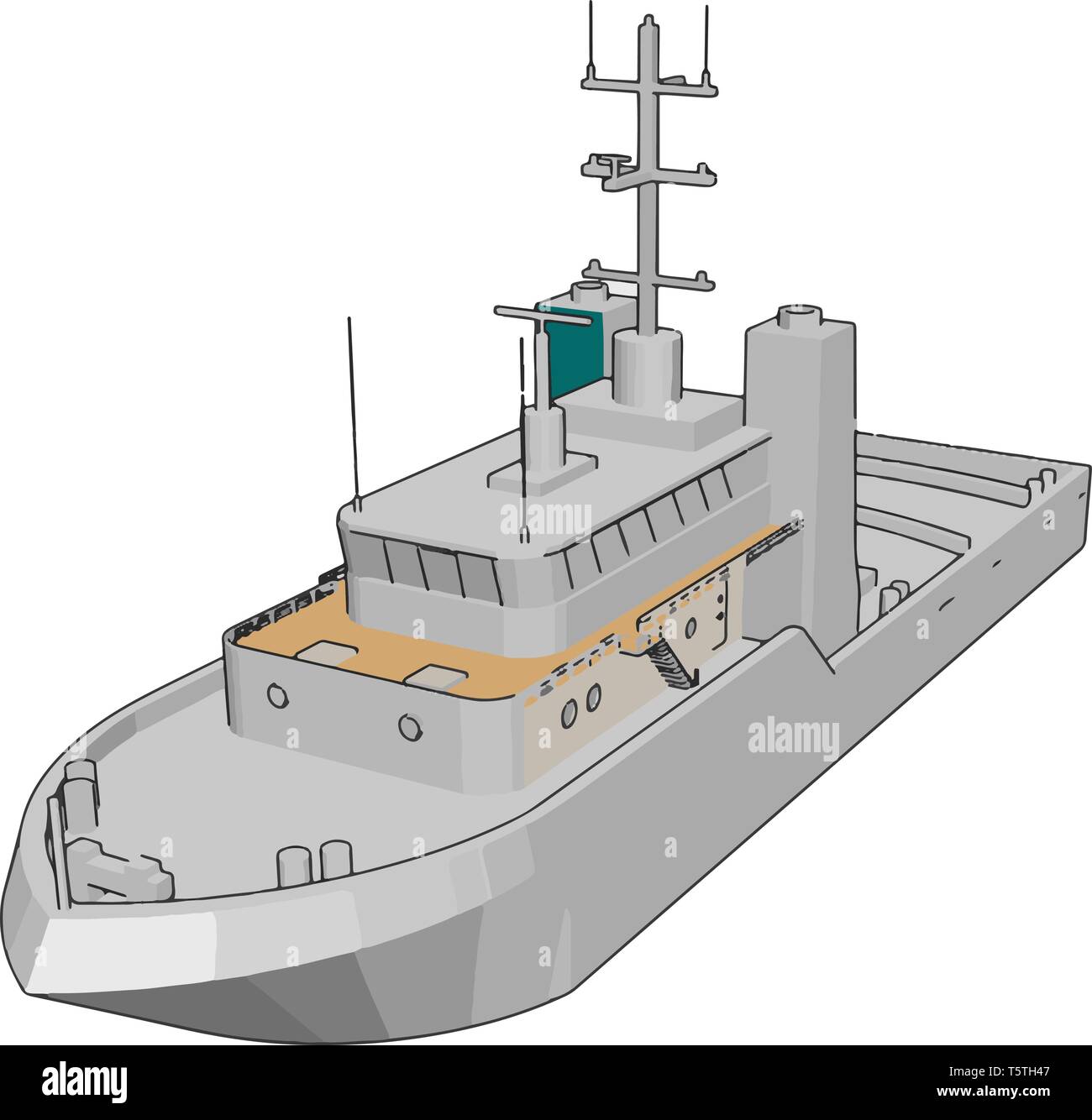 Simple vetor illustration of a white navy battle ship white background ...