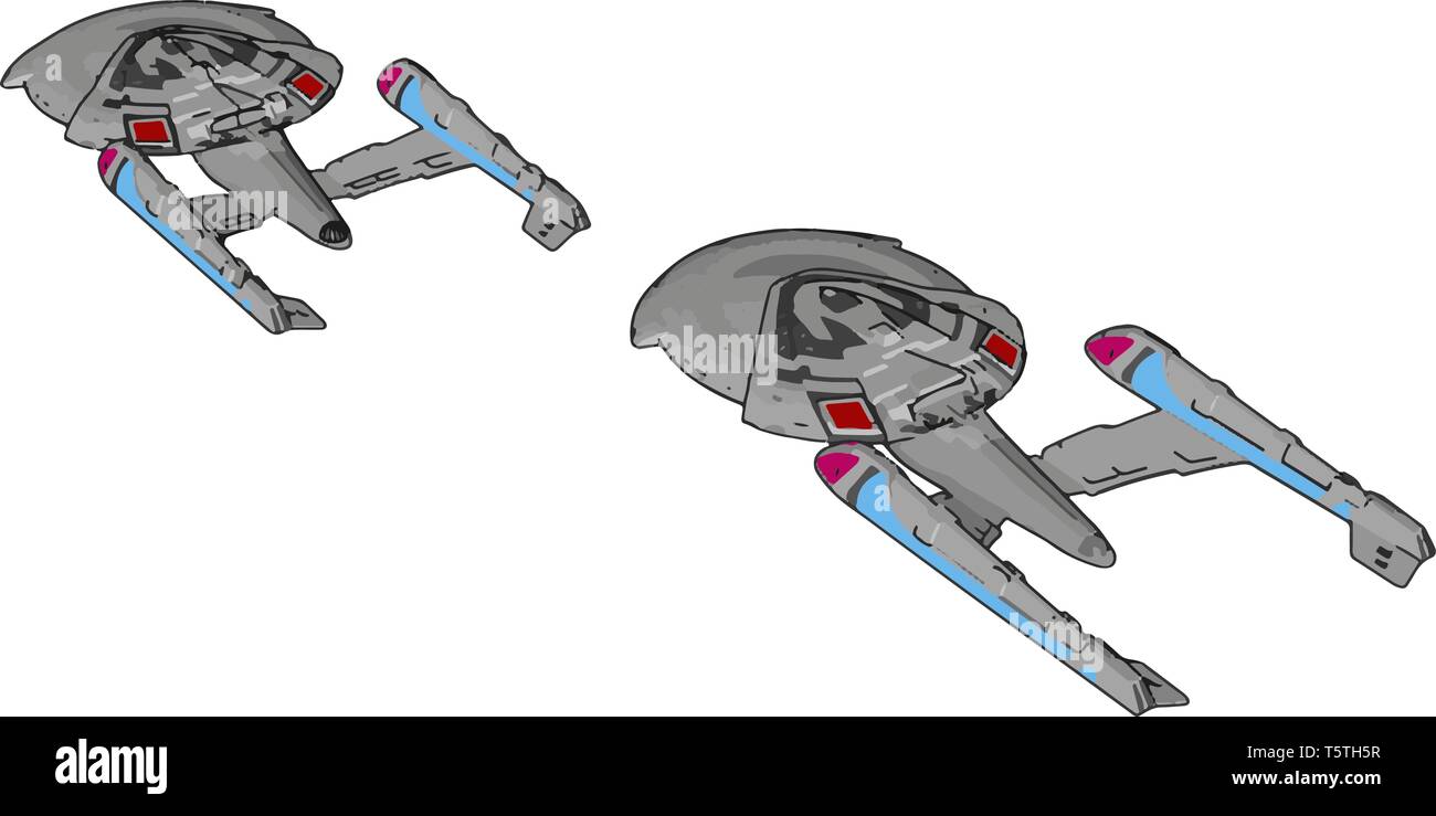 Fantasy Imperial spaceship vector illustration on white background ...