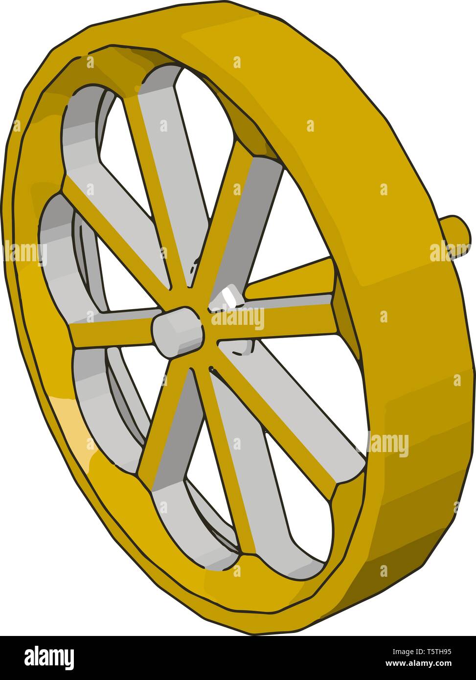Simple vector illustration of a yellow wheel white background Stock ...
