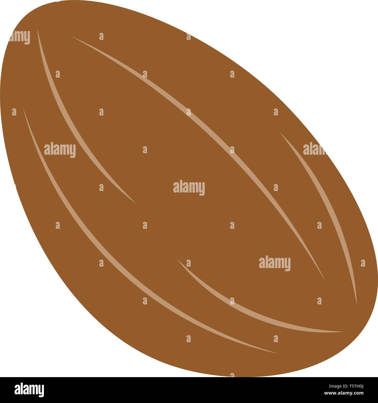 An oval shaped brown color almond vector color drawing or illustration ...