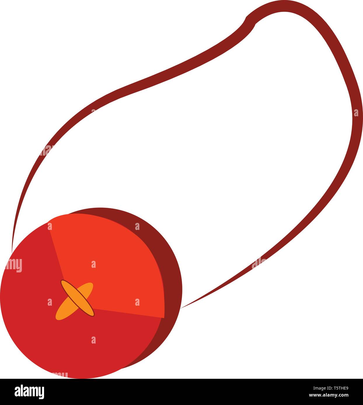 A red round bag with a single strap vector color drawing or ...