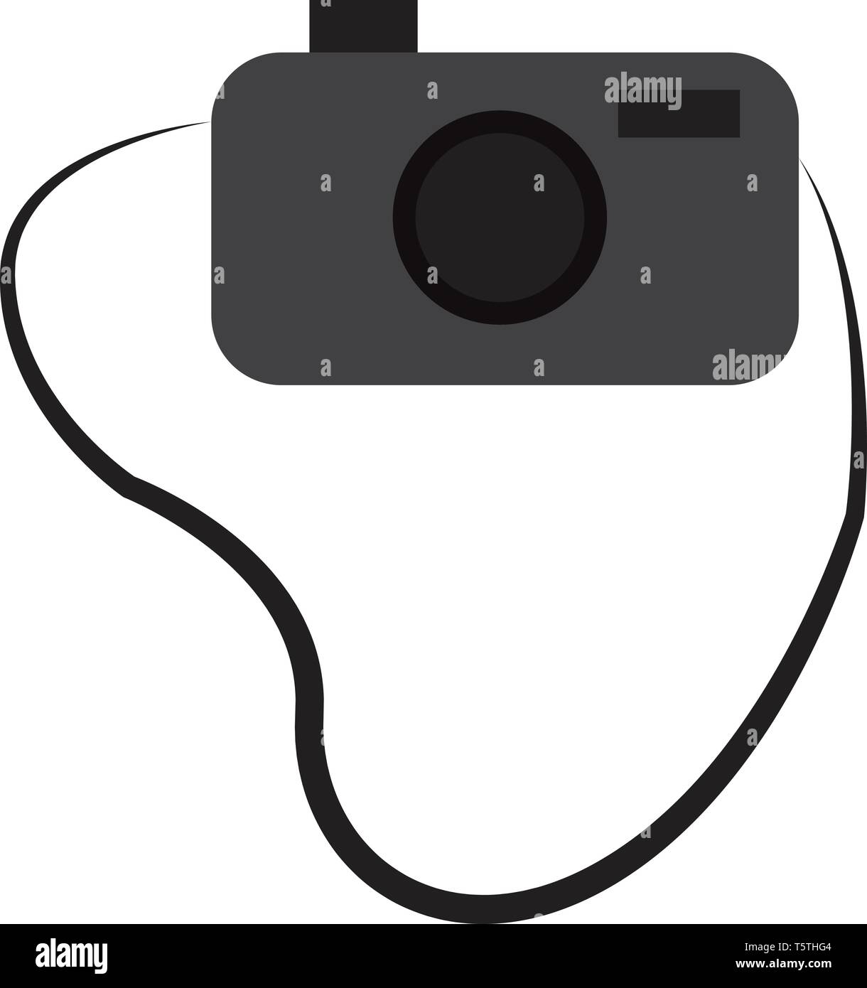 A grey camera attached to a sling vector color drawing or illustration ...
