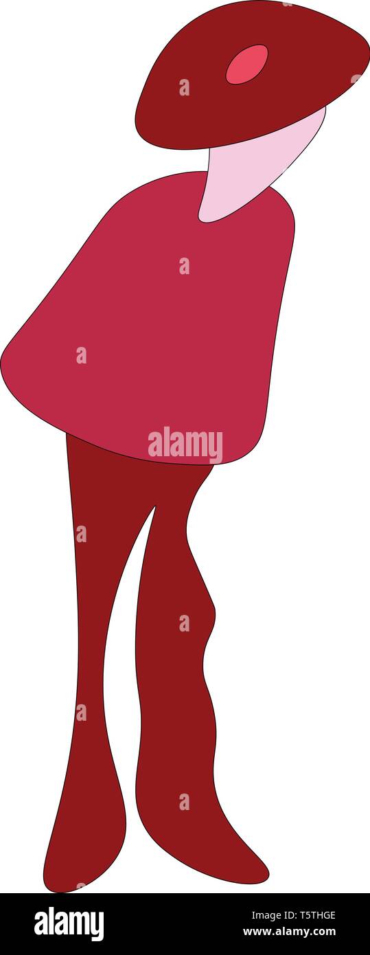 A cartoon character wearing a dark red hat vector color drawing or ...