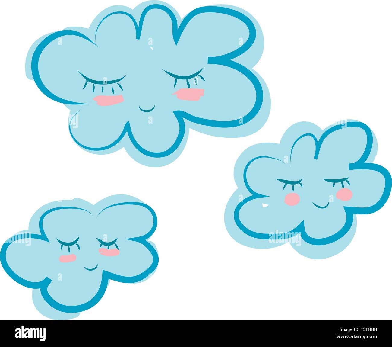 Three clouds peacefully sleeping vector color drawing or illustration ...