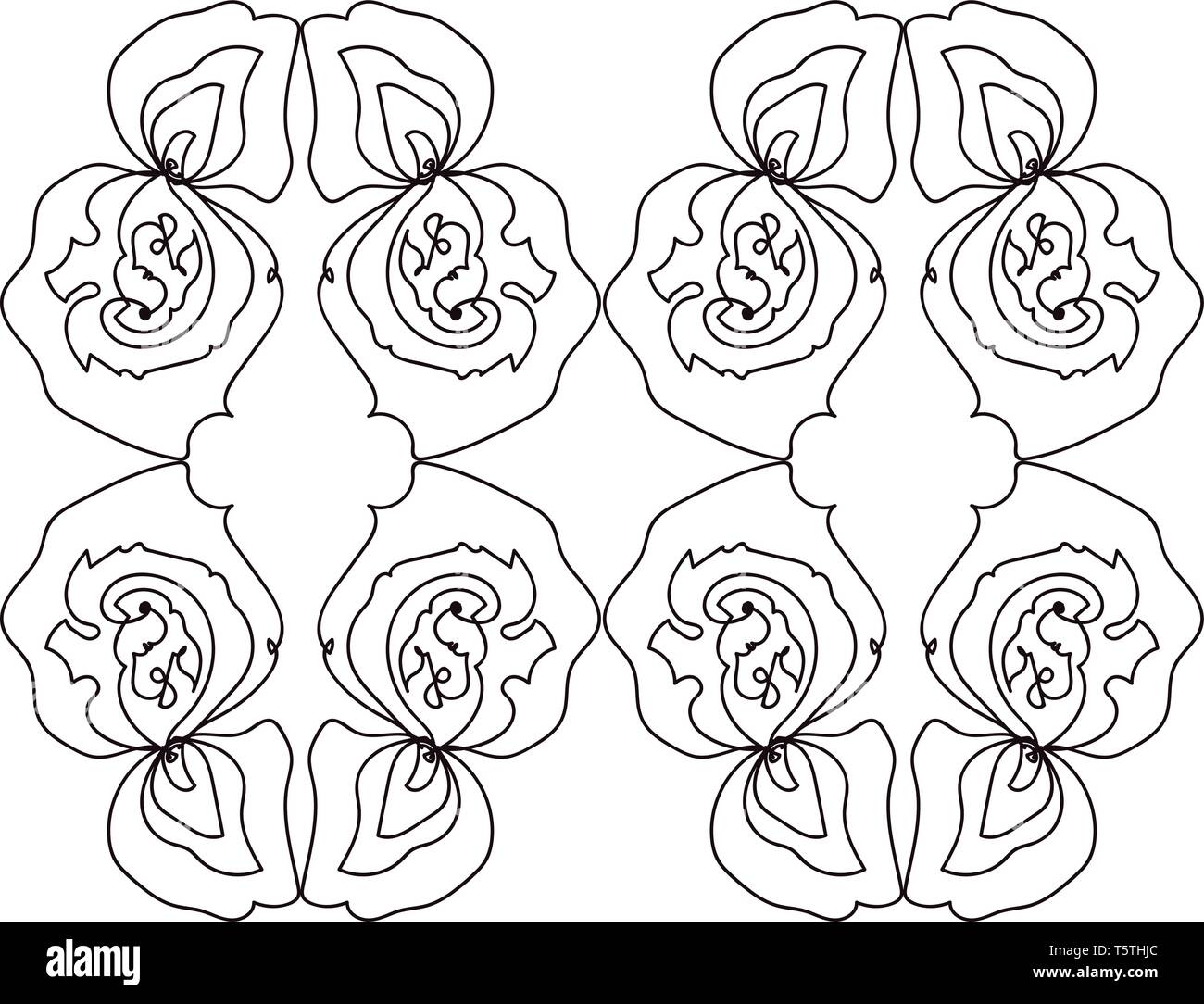 An image having mirror image of distinct straight and curved lines ...
