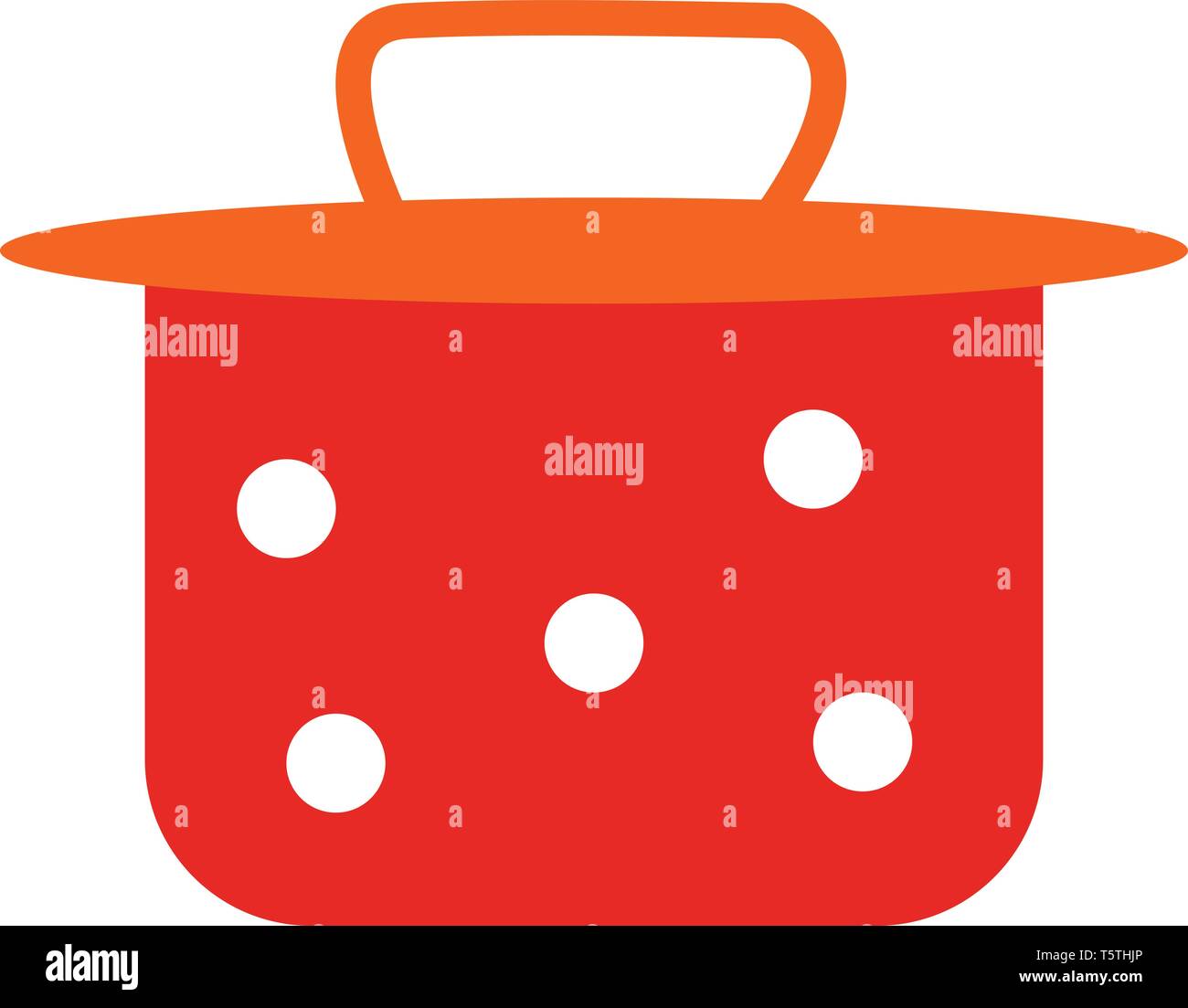 A red vessel closed on top with an orange lid vector color drawing or ...