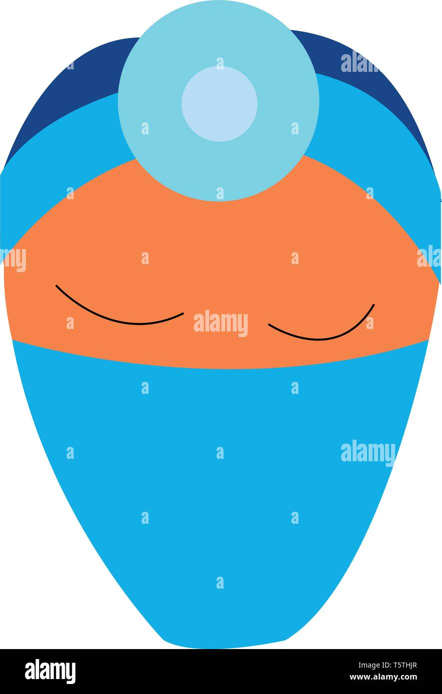 An image of a doctor's face covered with blue mask vector color drawing ...