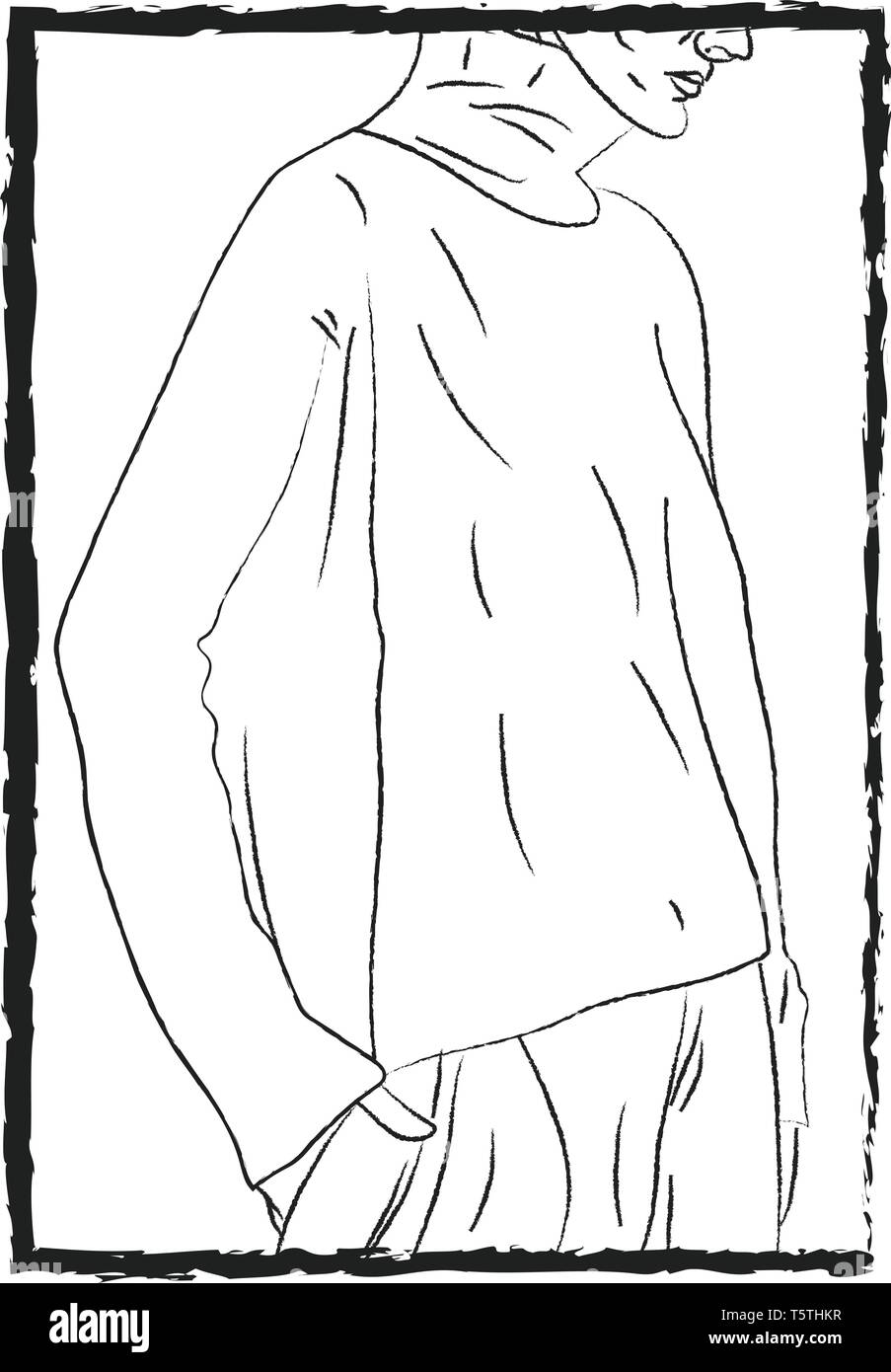 A full sleeve Tshirt sketch vector color drawing or illustration Stock ...