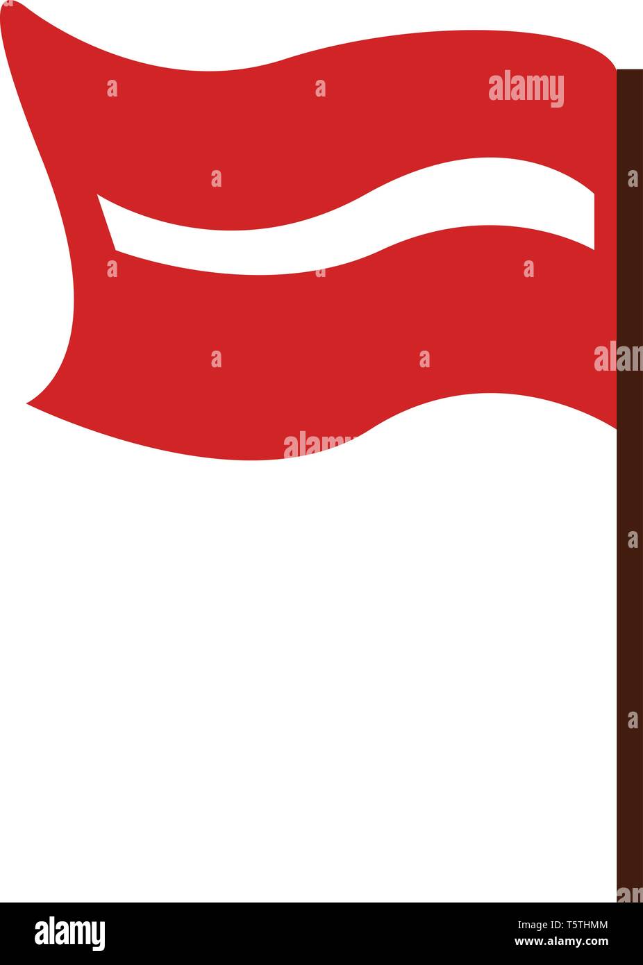 A long stick on which a red flag is waving vector color drawing or ...