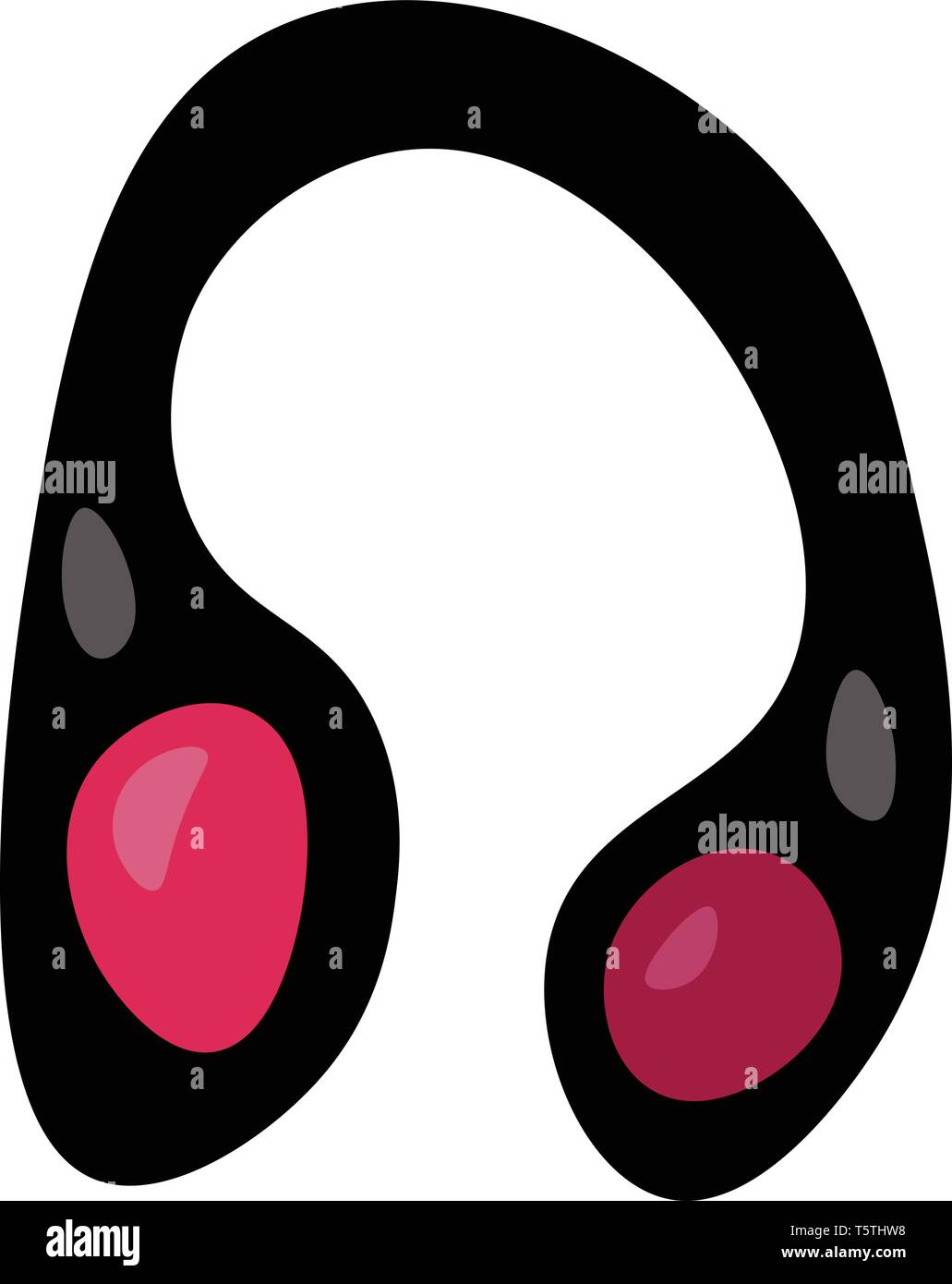 A black headphones with pink earpiece vector color drawing or ...