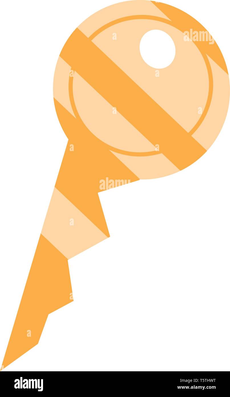 A long golden key with a hole vector color drawing or illustration ...