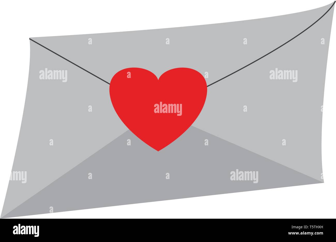 An envelope with a heart sticker on it vector color drawing or ...