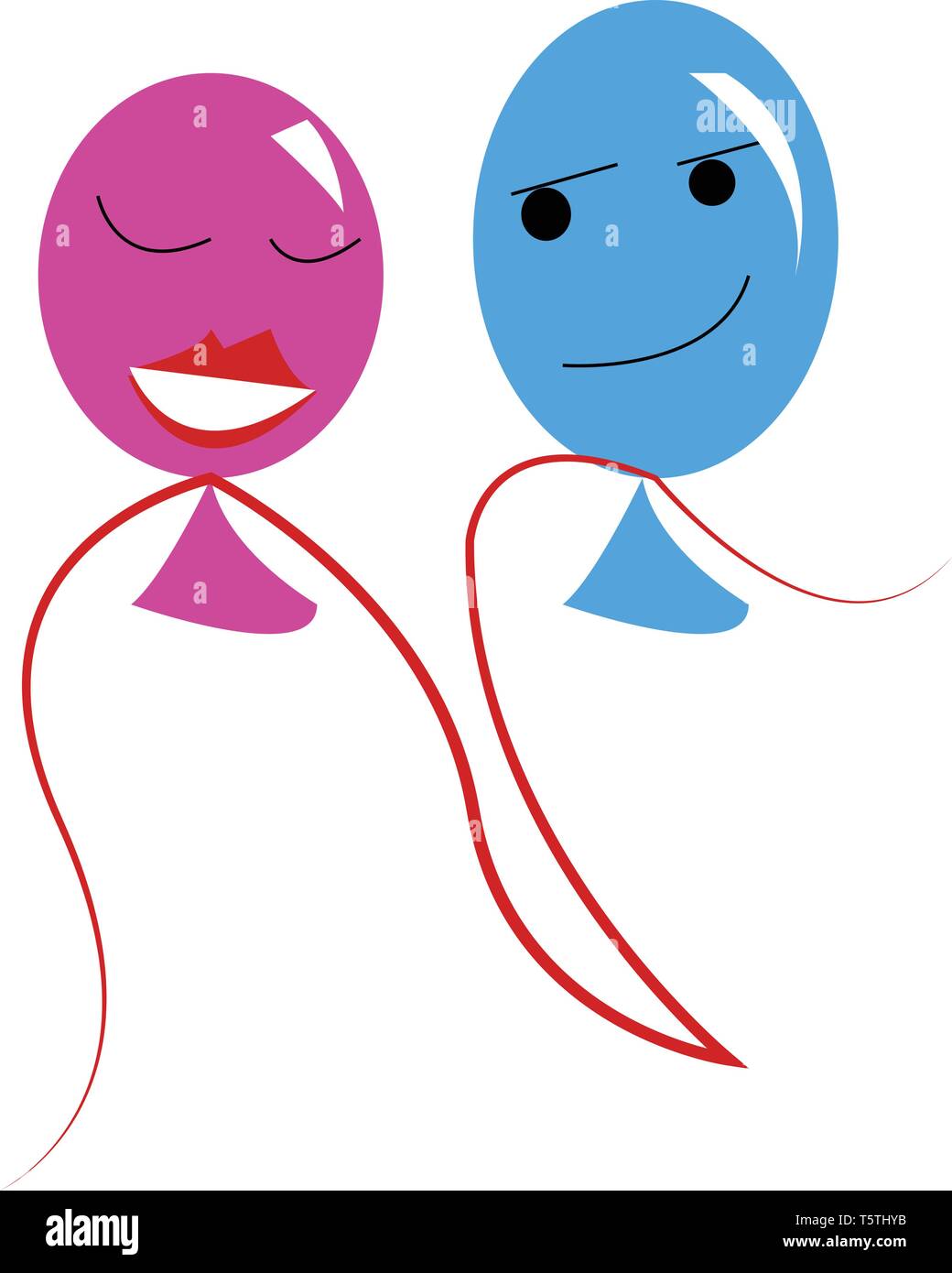 A cartoon of two balloons holding hands signifying love vector color ...