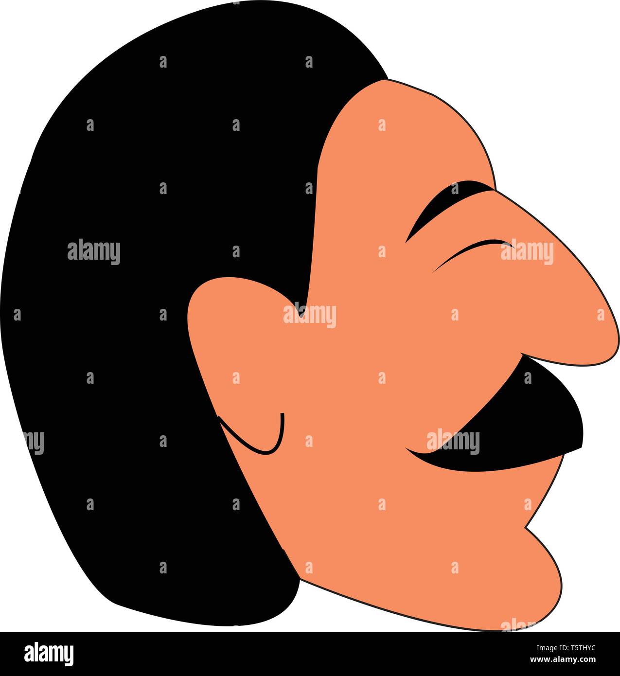 A man with long hair and mustacho vector color drawing or illustration ...