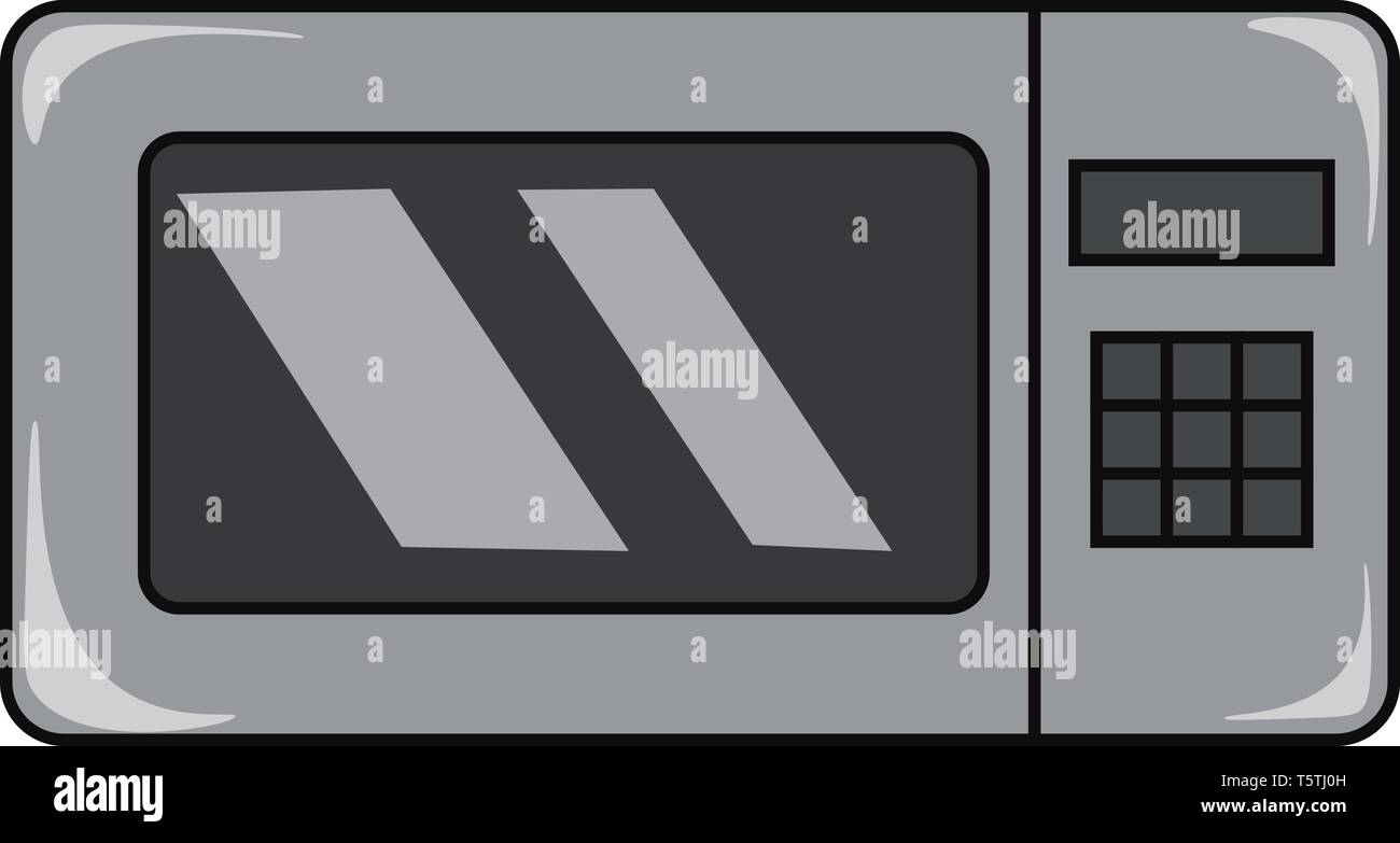 A gray colored microwave with buttons vector color drawing or ...
