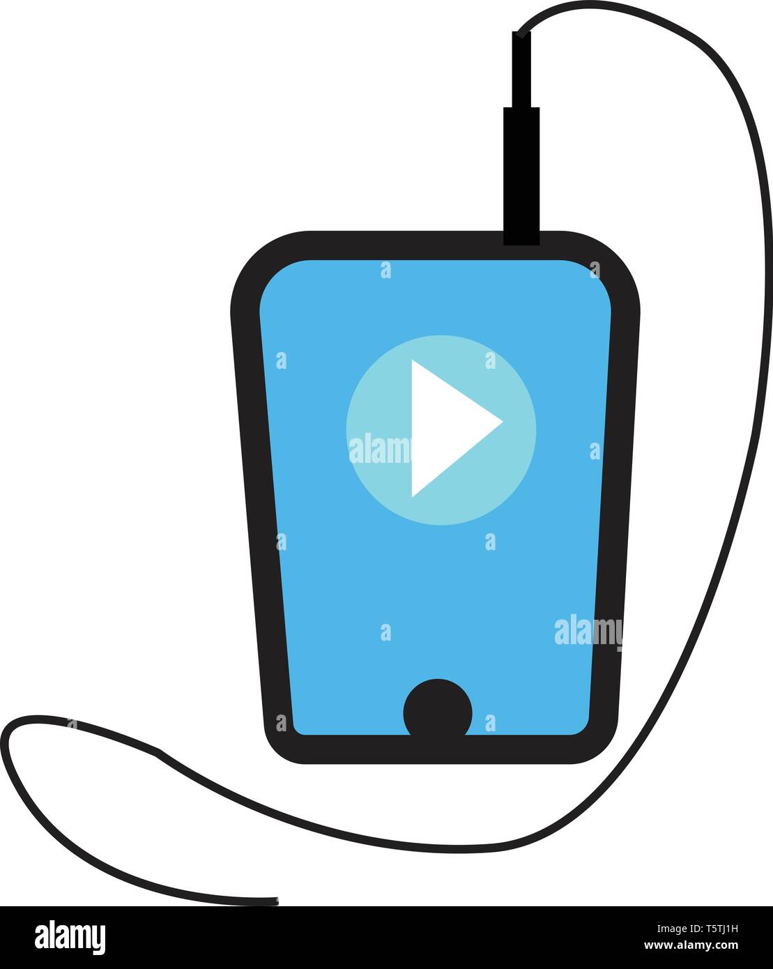 An electronic device connect with a wire and displaying the symbol of ...