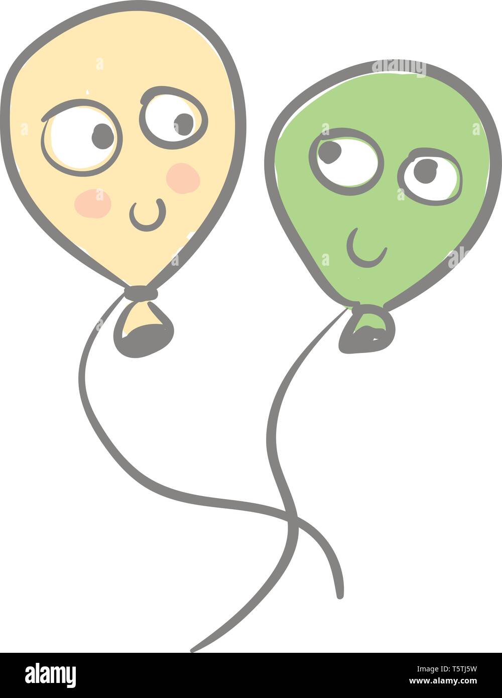 Two balloons looking at each other vector or color illustration Stock ...